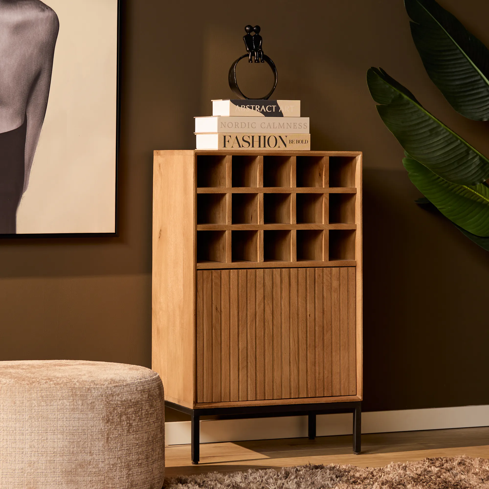 Minibar salon en bois 1 porte 1 casier CORTINA | Meubles bar | Pier Import