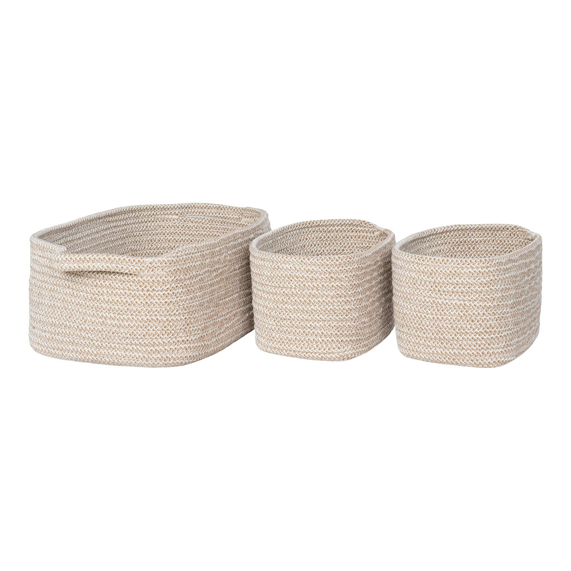 Panier de rangement en coton beige pour la maison (lot de 3) | Paniers ...