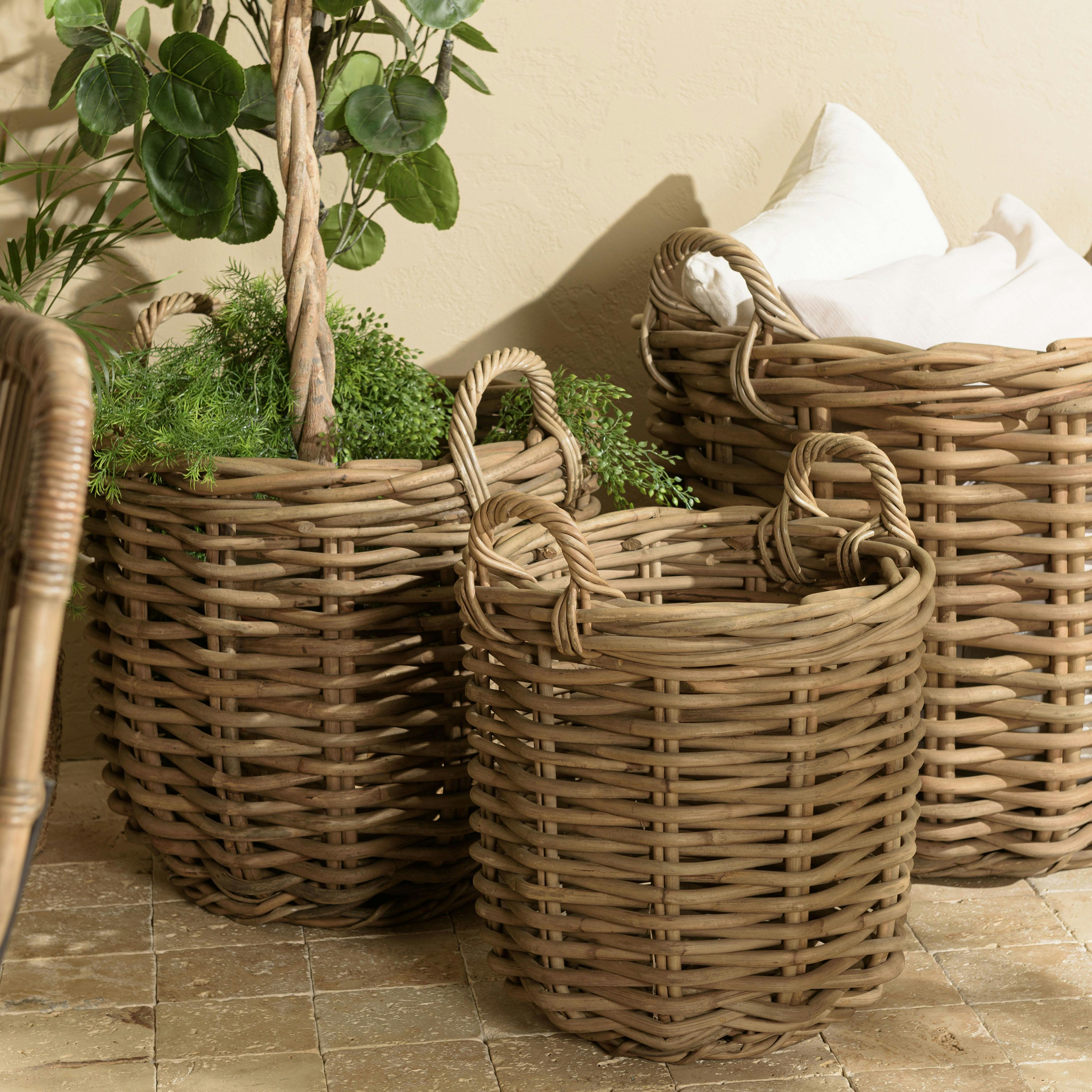 Panier rond en rotin naturel (lot de 3) MANY | Paniers / Boîtes de ...