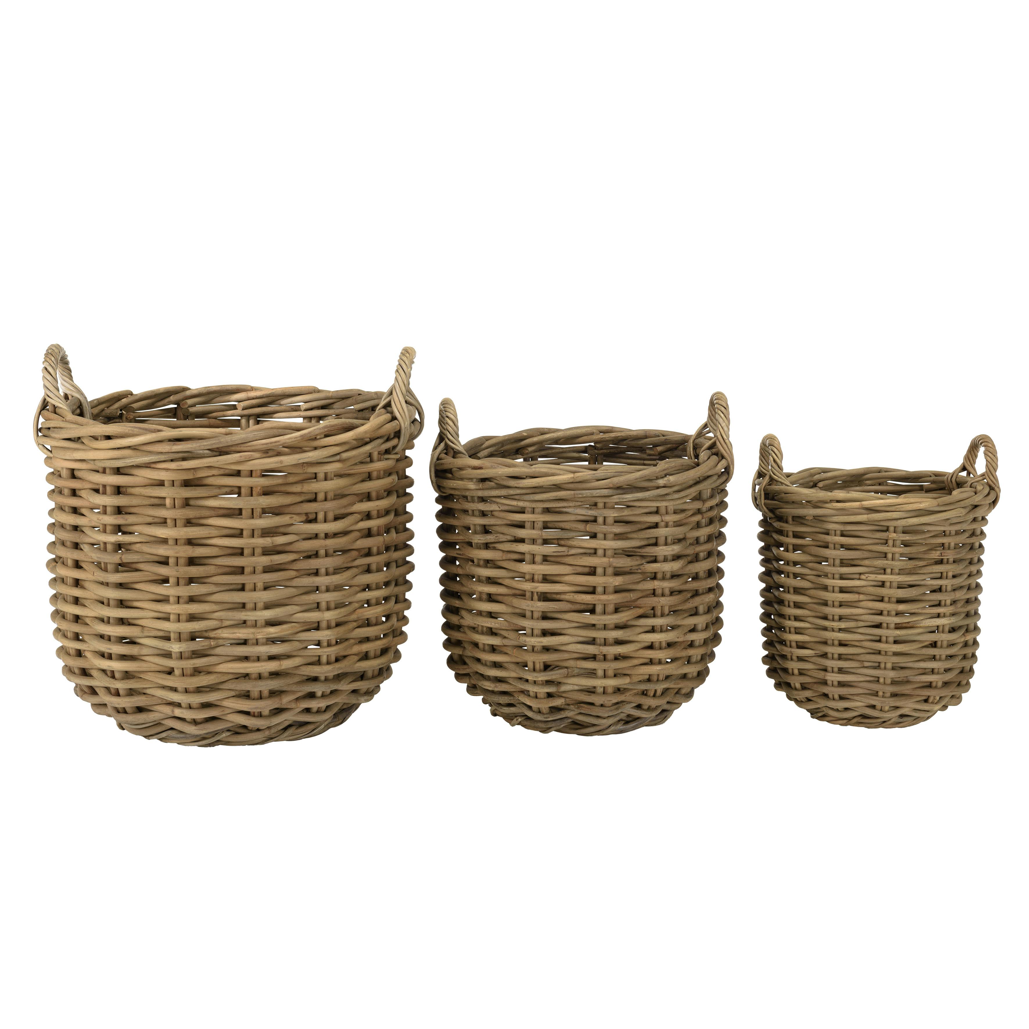 Panier rond en rotin naturel (lot de 3) MANY | Paniers / Boîtes de ...