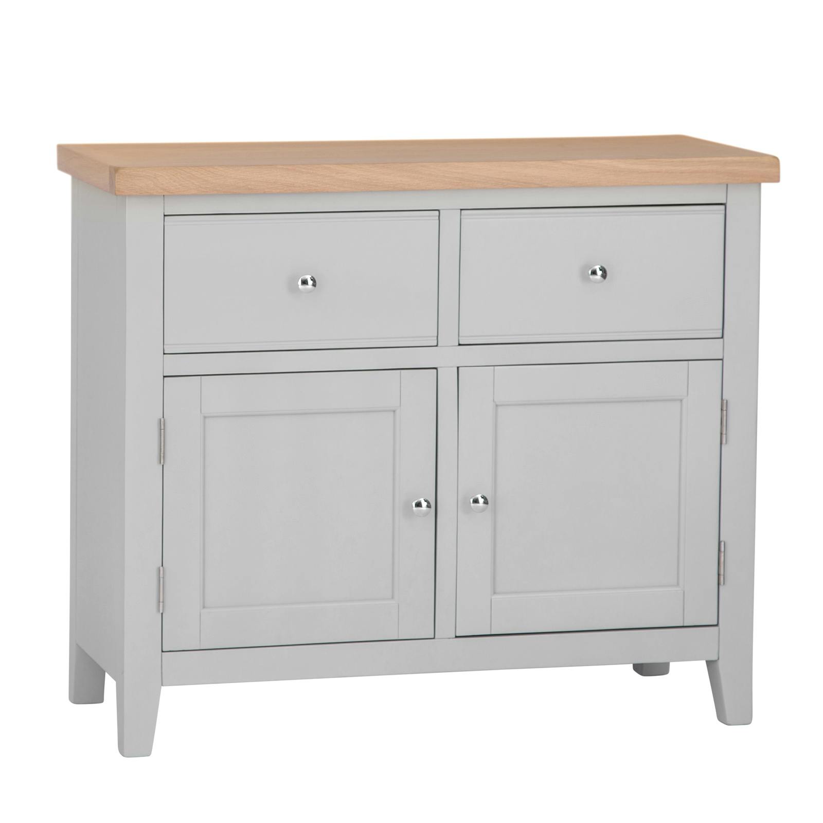 Petit buffet gris en chêne 2 tiroirs PAROS | Buffets / Bahuts | Pier Import