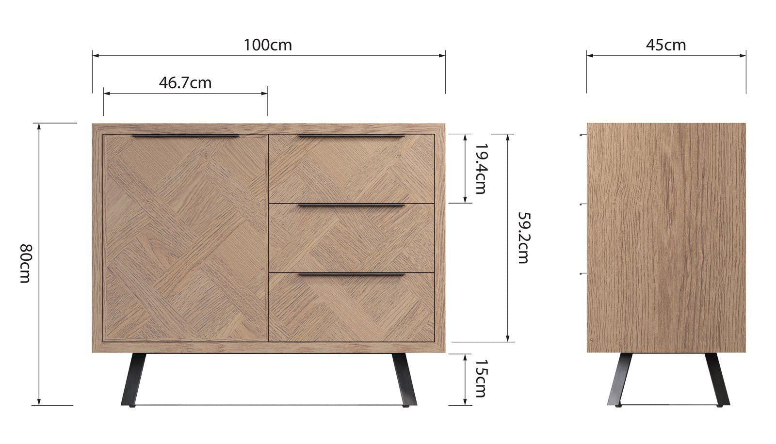 Petit buffet moderne 3 tiroirs PIANA | Buffets / Bahuts | Pier Import