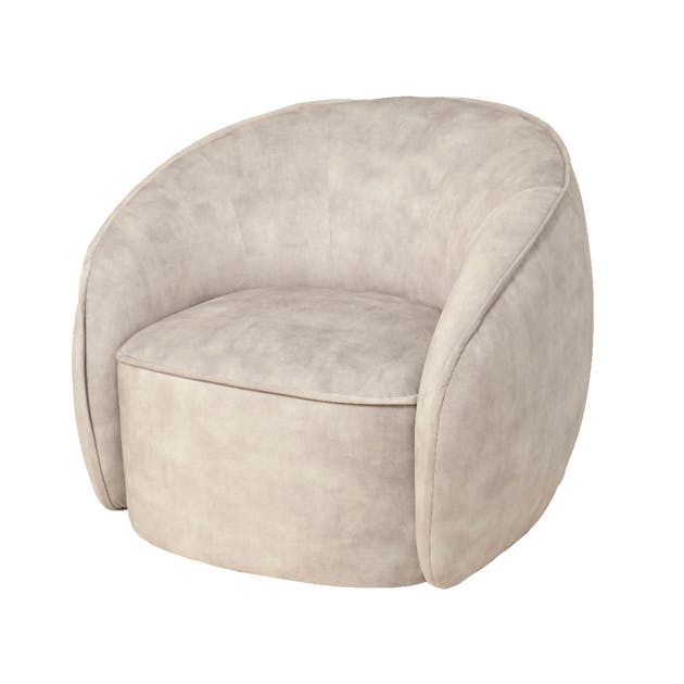 Petit fauteuil rond velours beige 75 cm | Fauteuils | Pier Import