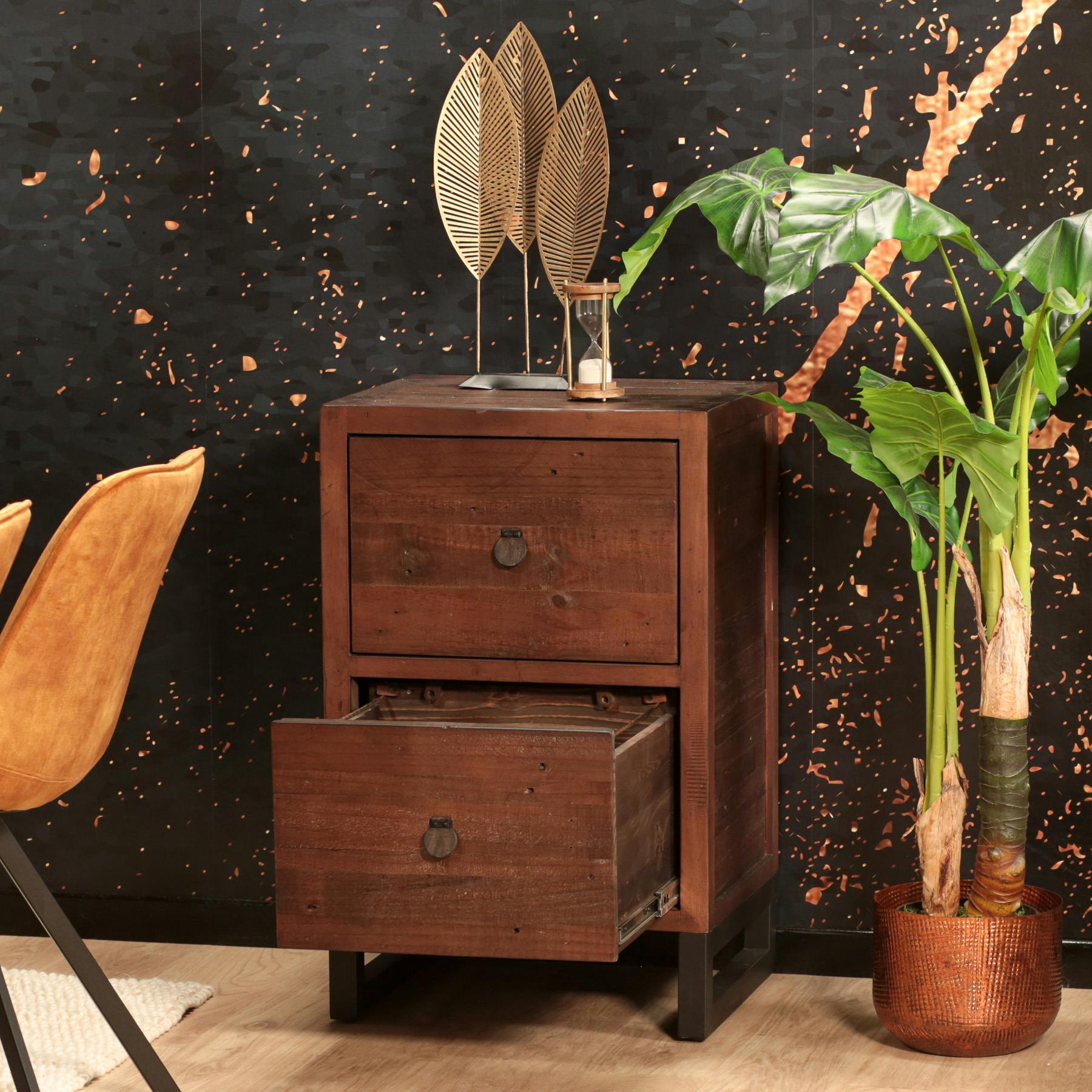 Caisson de bureau en bois recyclé 2 tiroirs SAMOA | Caissons de bureau ...