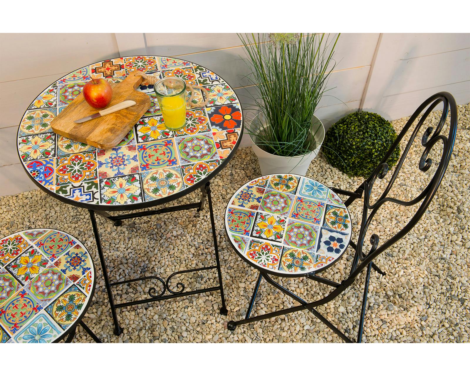 Petite table de jardin carreaux de ciment mix couleurs D60 GRENADE ...