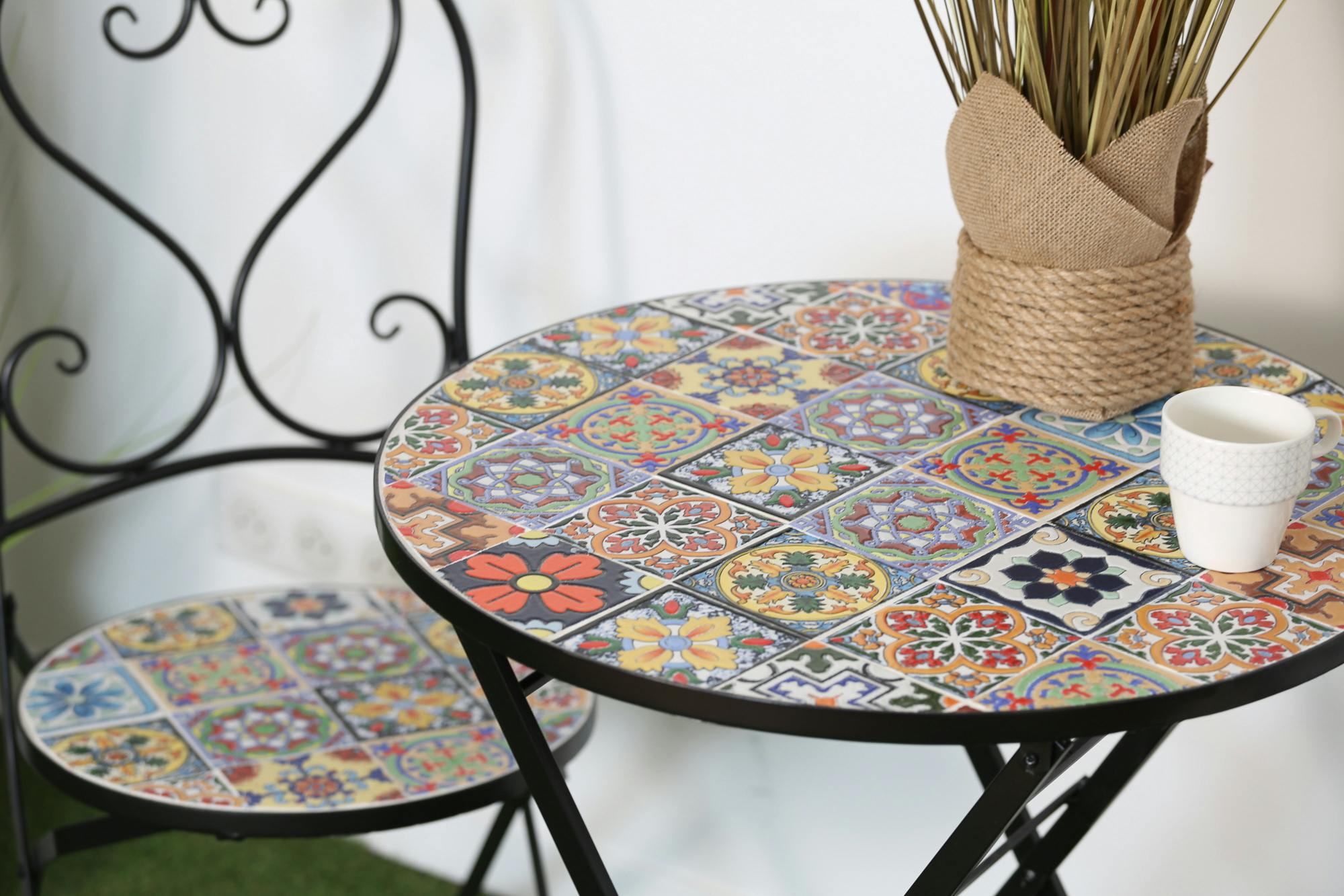 Petite table de jardin carreaux de ciment mix couleurs D60 GRENADE ...