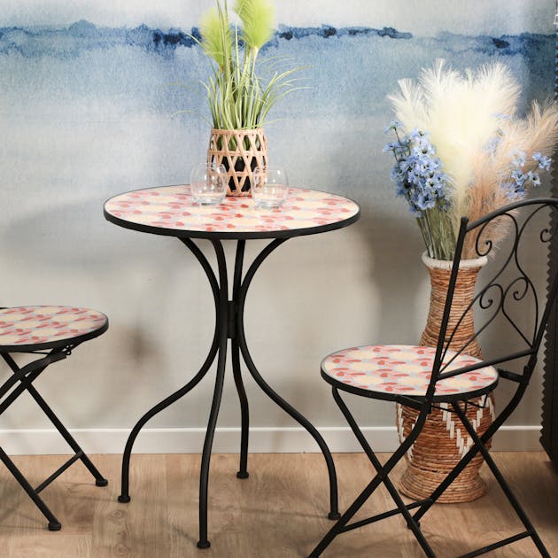 Petite table de jardin motif 70s D. 61 cm GRENADE | Tables à manger de ...