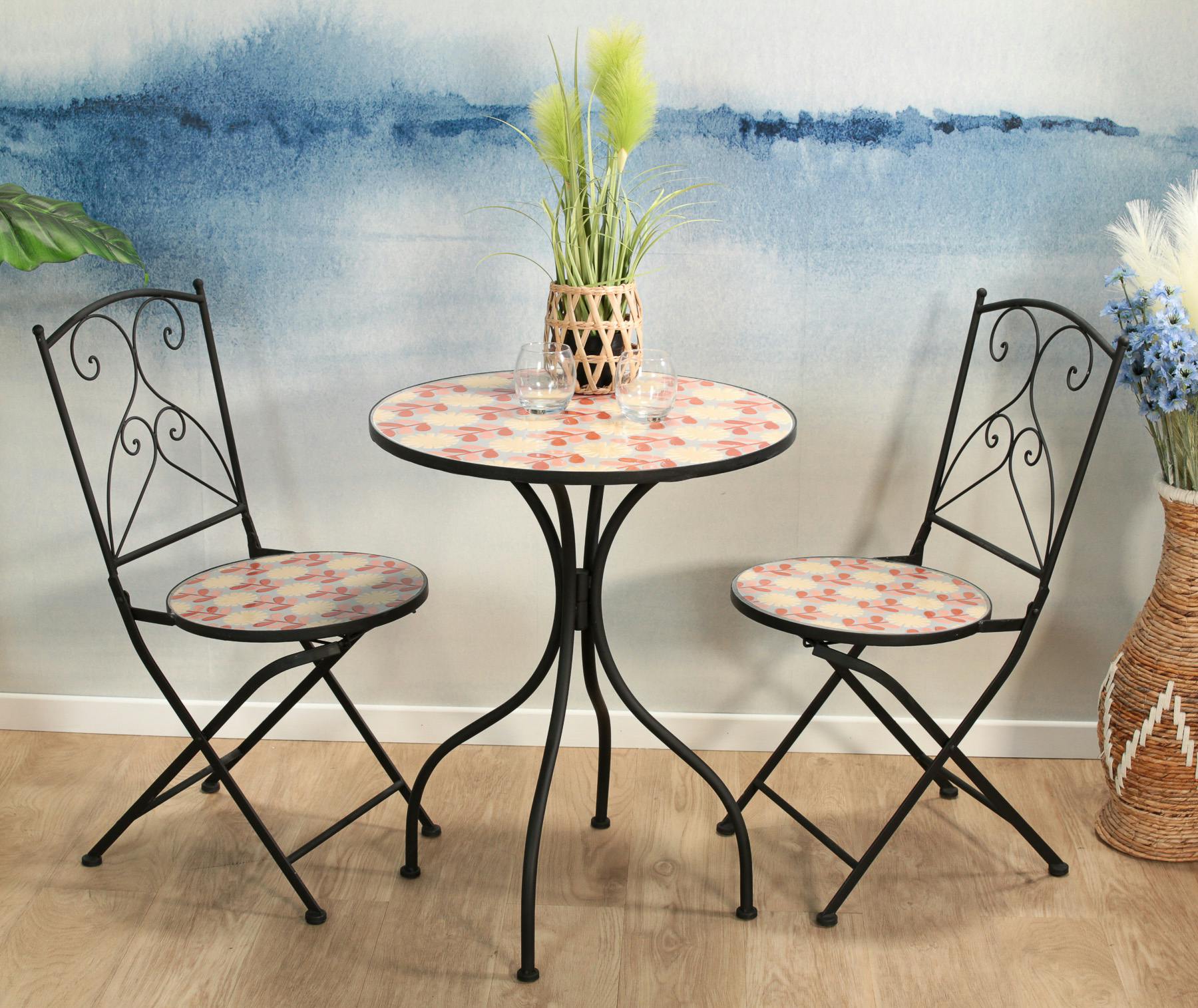 Petite table de jardin motif 70s D. 61 cm GRENADE | Tables à manger de ...
