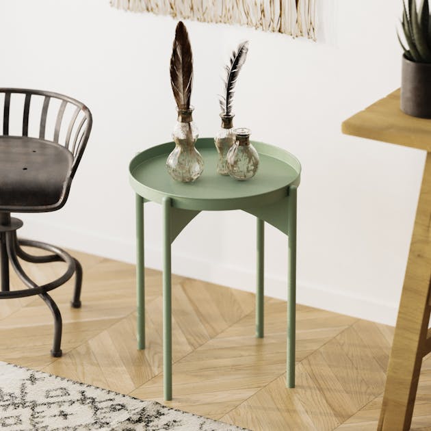 Petite table ronde verte design & plateau assorti SFAX | Bouts de ...