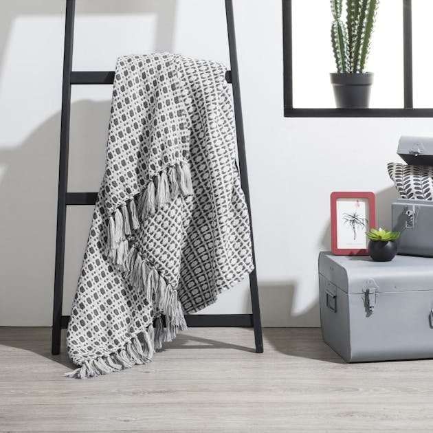 Plaid gris carreaux réf. 30022049 | Plaids / Jetés | Pier Import