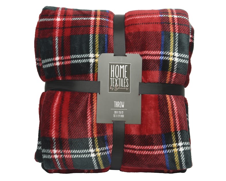 Plaid rouge écossais 150 x 200 cm | Plaids / Jetés | Pier Import