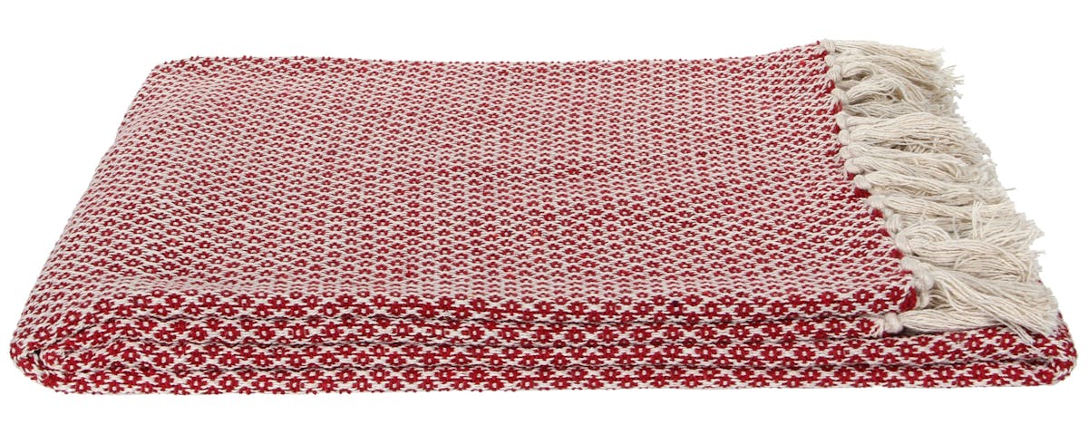 Plaid rouge marsala à franges 170x130 cm | Plaids / Jetés | Pier Import