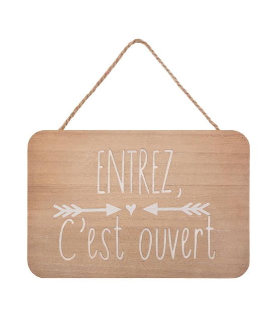 Plaque de porte "Entrez, c'est ouvert" | Plaques messages | Pier Import