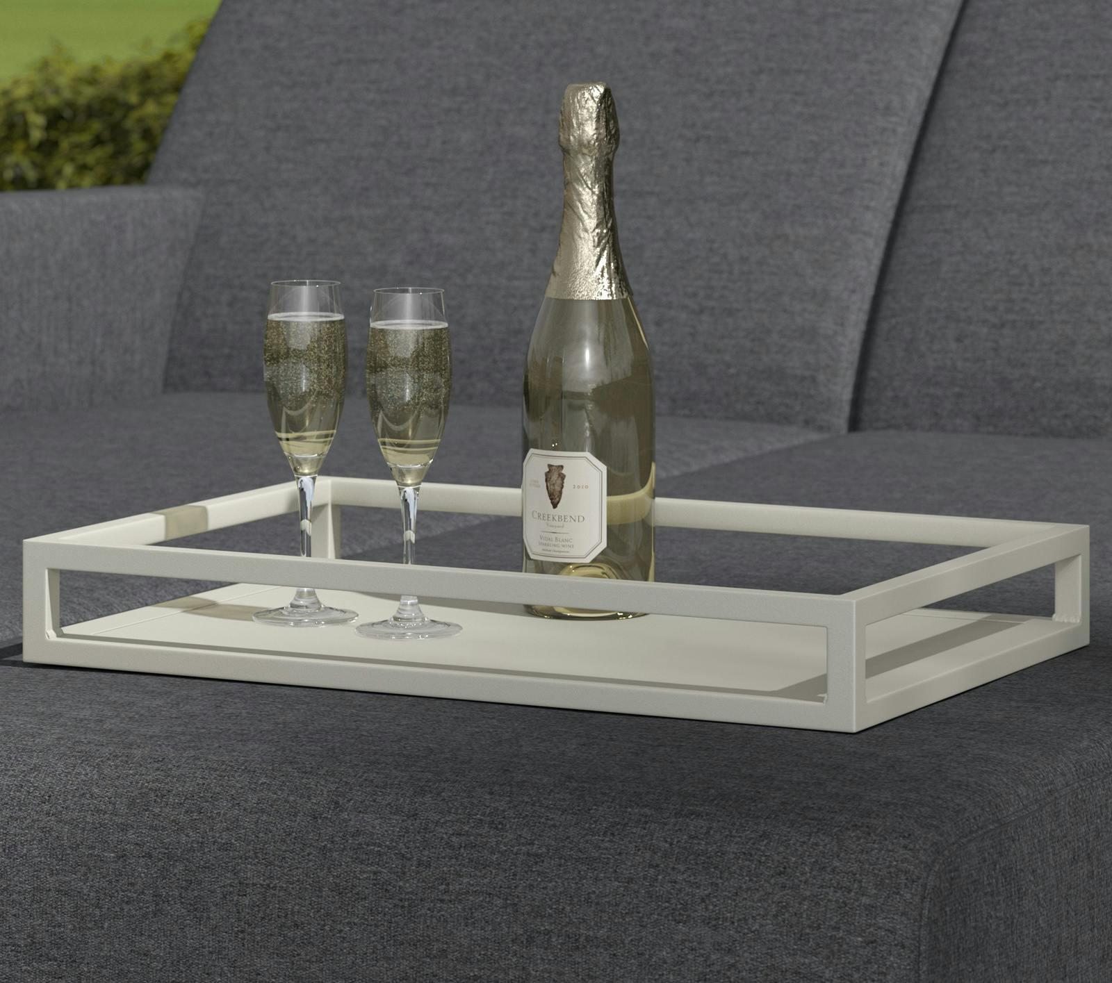 Plateau rectangulaire en aluminium gris LANZAROTE | Plateaux | Pier Import