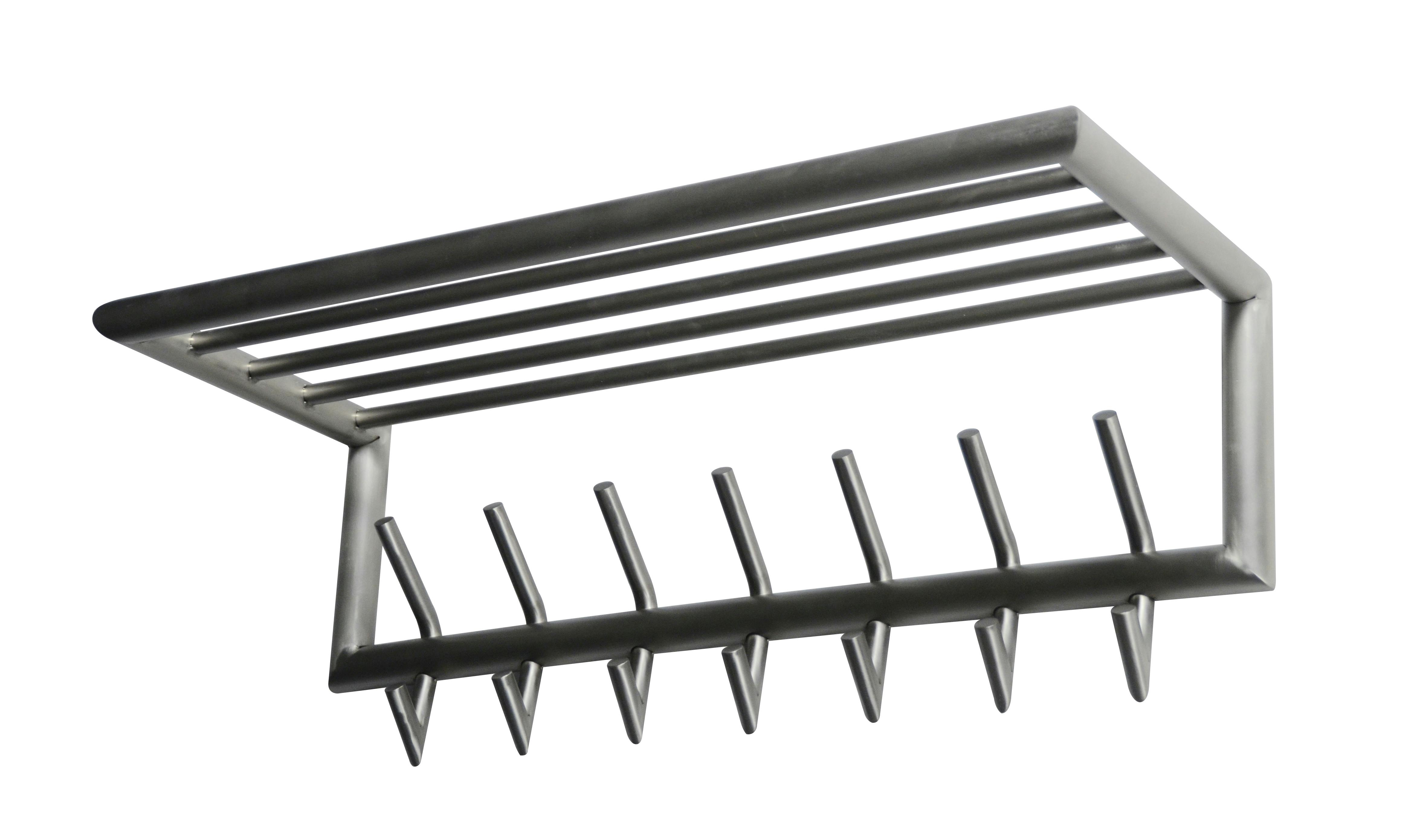 Portemanteau inox brossé 14 crochets 1 étagère | Portesmanteaux | Pier ...