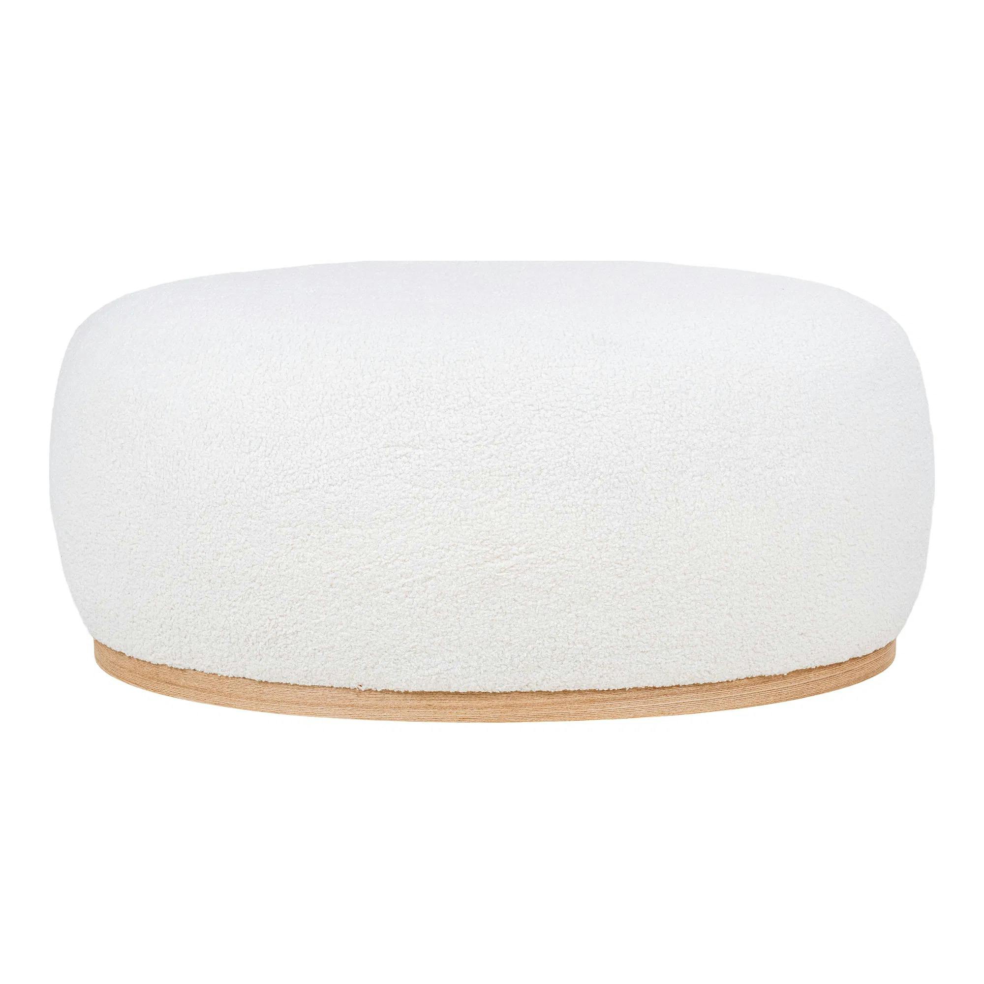 Pouf blanc forme organique sur base en bois BRUGES | Poufs | Pier Import