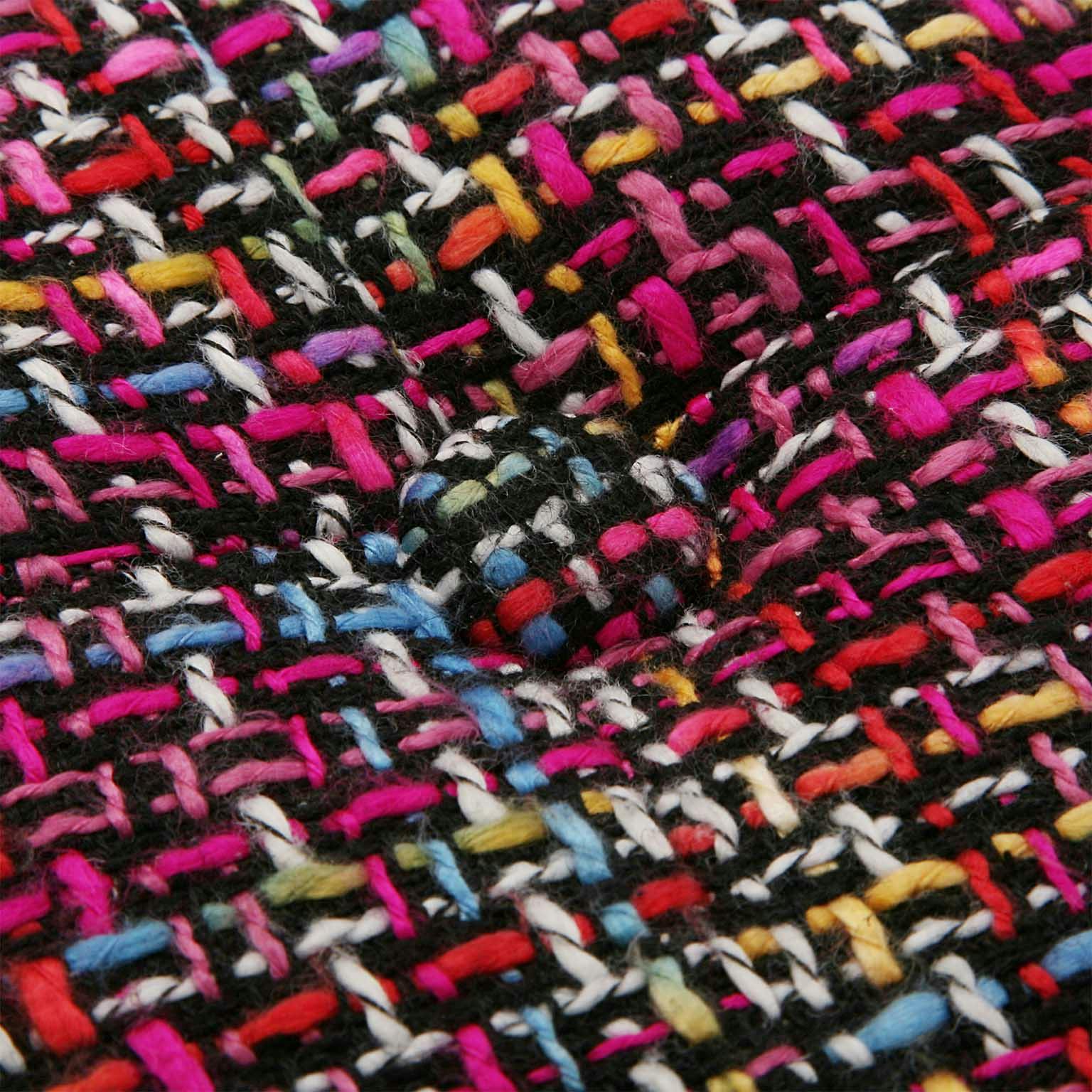 Pouf Cube Capitonné en tissu violet façon tweed 35x35x35cm PICCADILLY ...