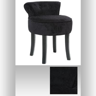Pouf tabouret rond avec dossier capitonné velours noir 46x49x58 | Poufs ...