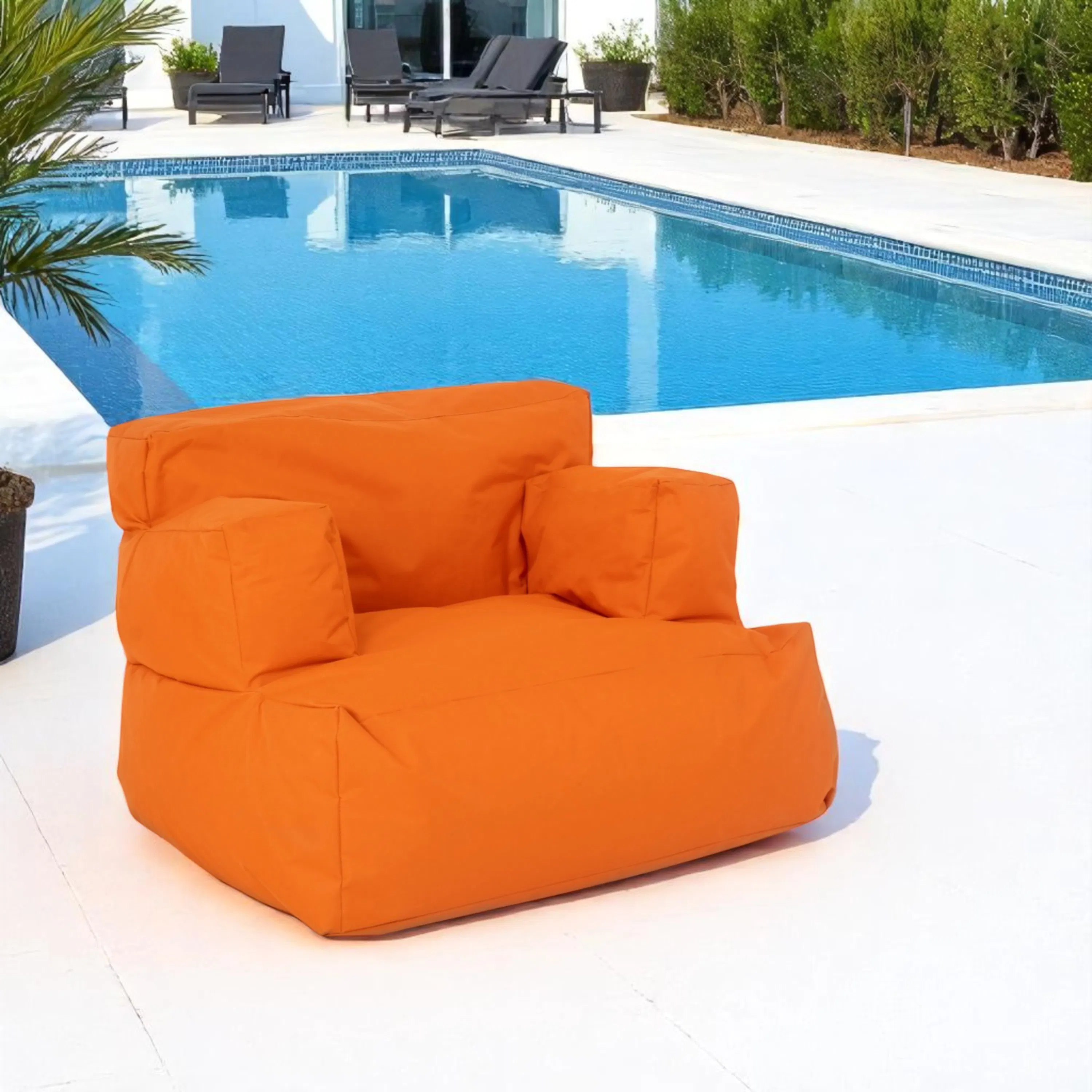 Pouf XXL extérieur avec accoudoirs - orange ARTA | Coussins / Poufs d ...