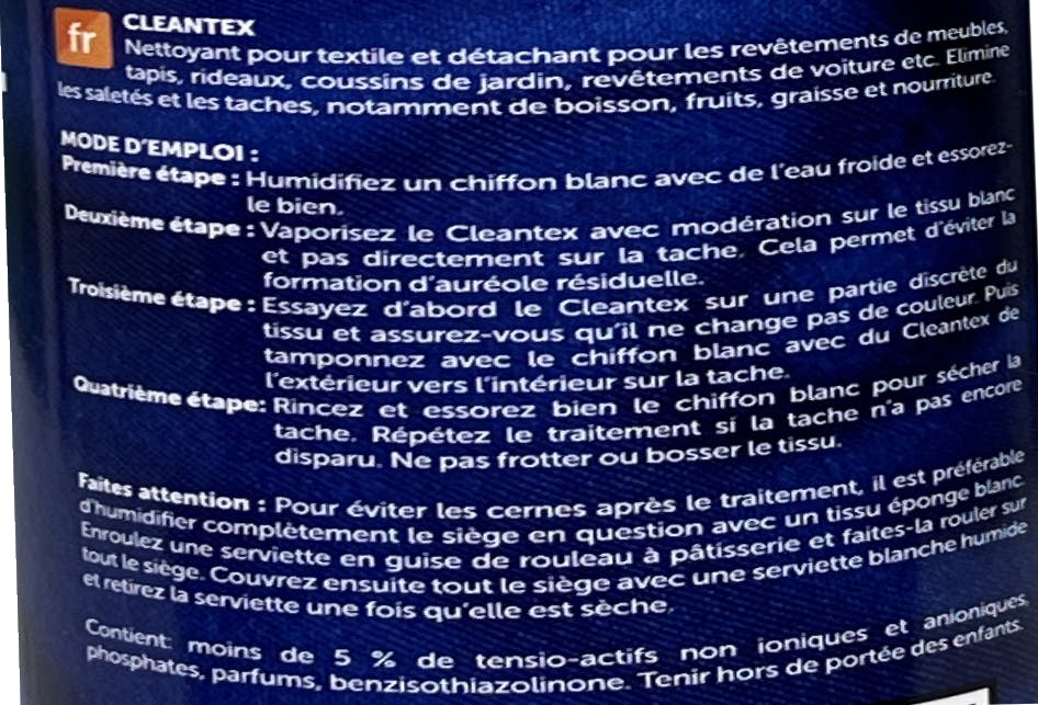 Produit nettoyant professionnel pour textile (500 ml) | Produits d ...