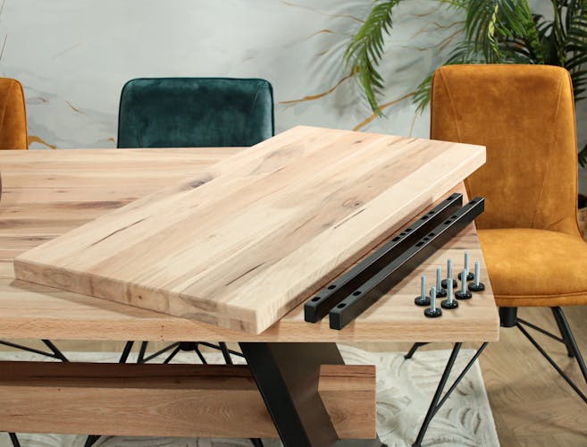 Rallonge pour table rectangulaire en chêne blanc avec poutre centrale ...