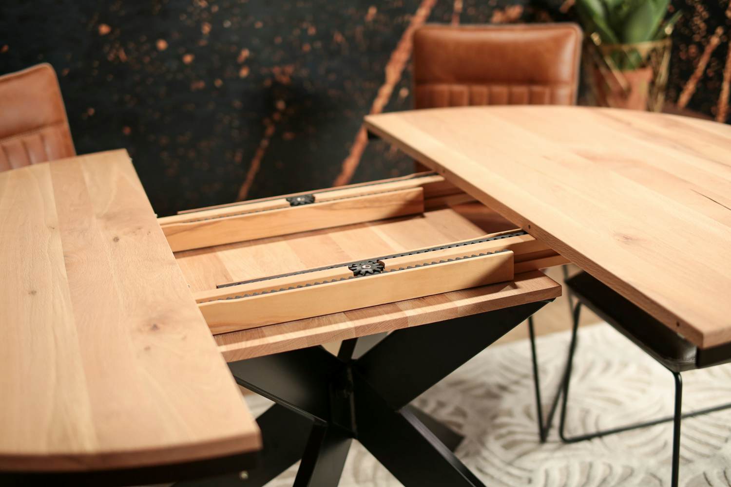 Rallonge pour table ronde extensible en chêne blanc 140 cm PALERME (50 ...