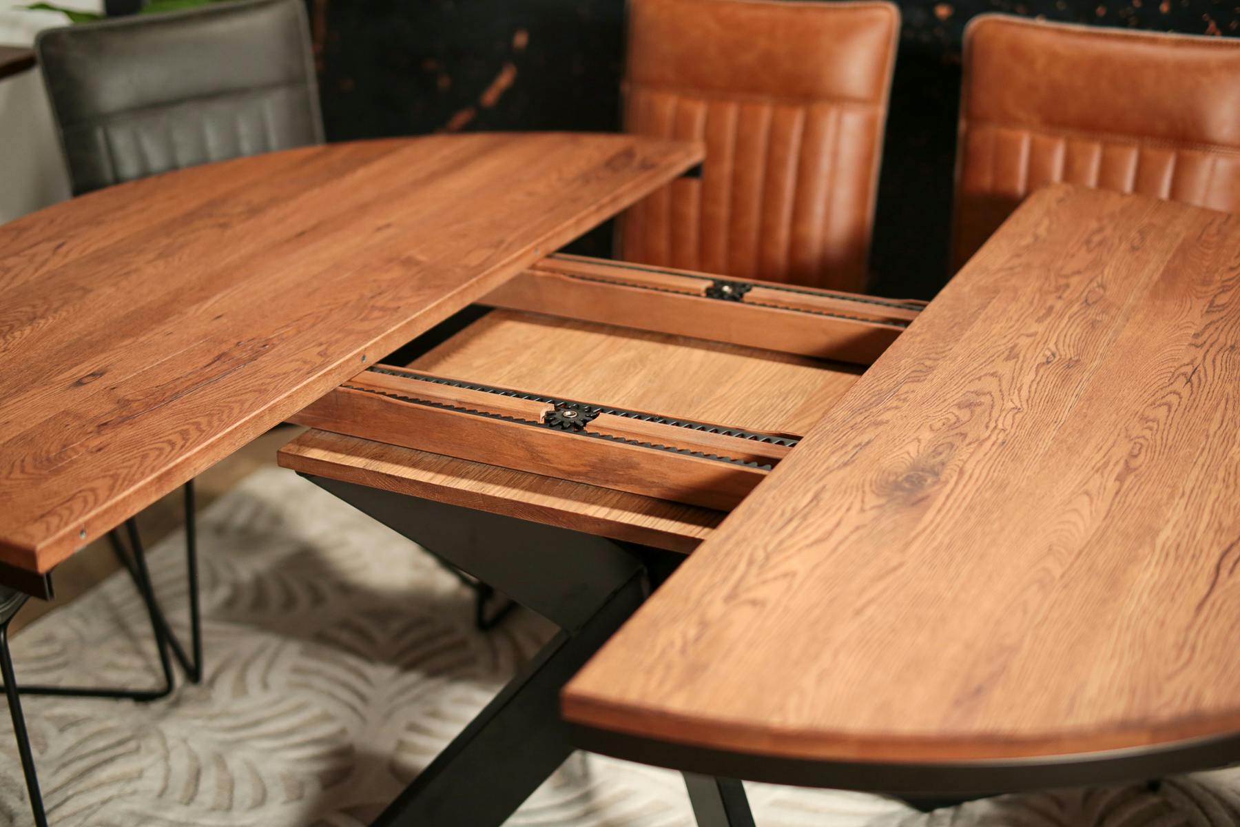 Rallonge pour table ronde extensible en chêne brun 140 cm PALERME (50 ...