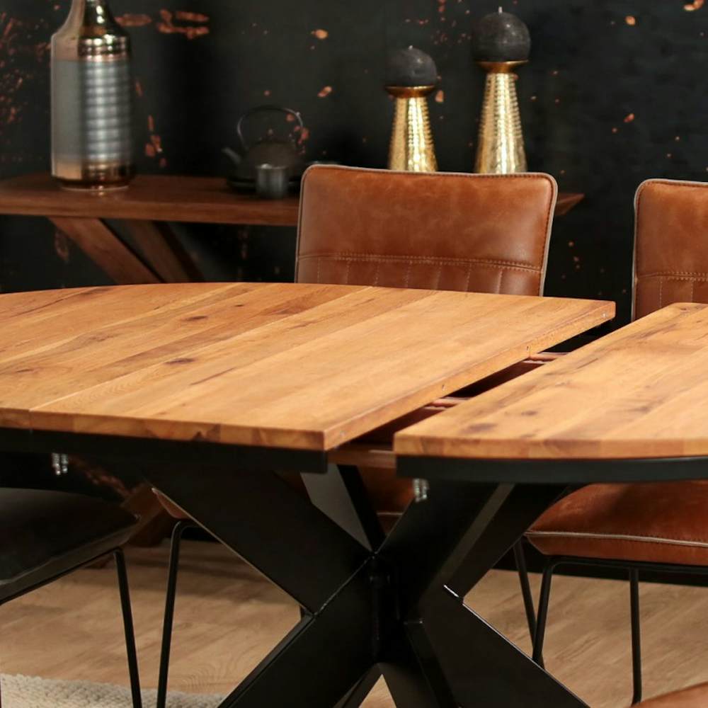 Rallonge pour table ronde extensible en chêne huilé 120 cm PALERME (40 ...