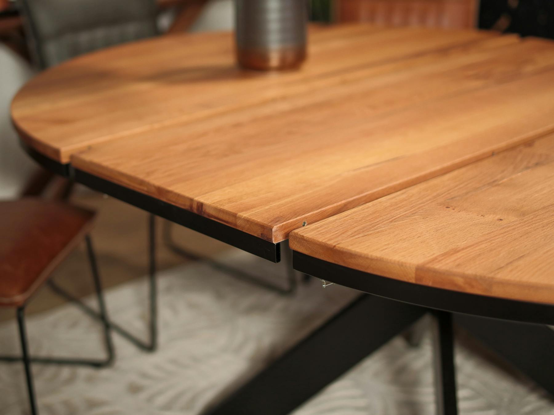 Rallonge pour table ronde extensible en chêne huilé 140 cm PALERME (50 ...