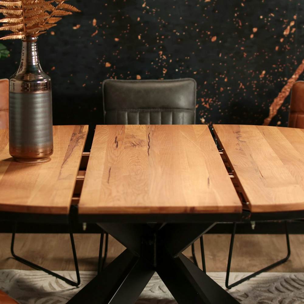 Rallonge pour table ronde extensible en chêne huilé 140 cm PALERME (50 ...