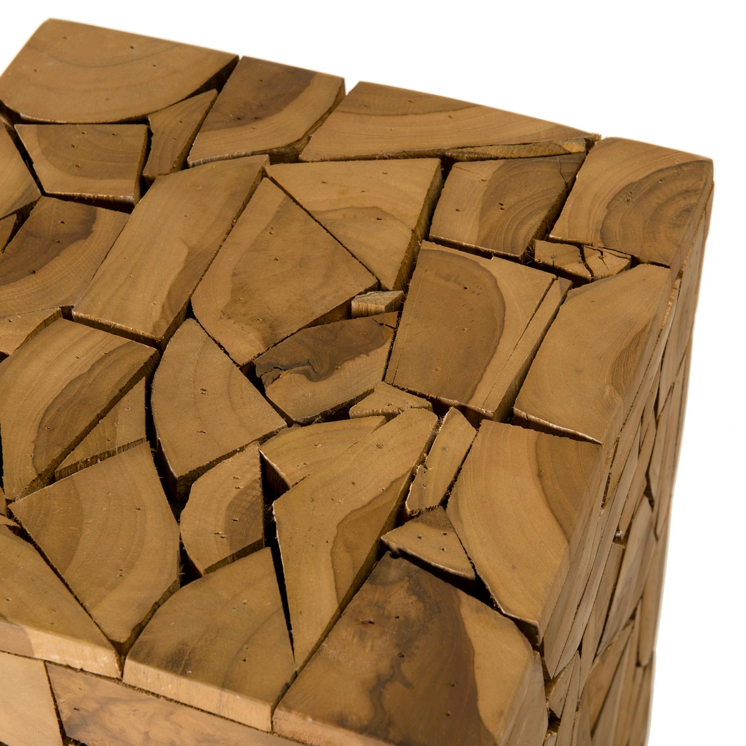 Sellette bois carrée mosaïque de teck OTTAWA | Sellettes | Pier Import