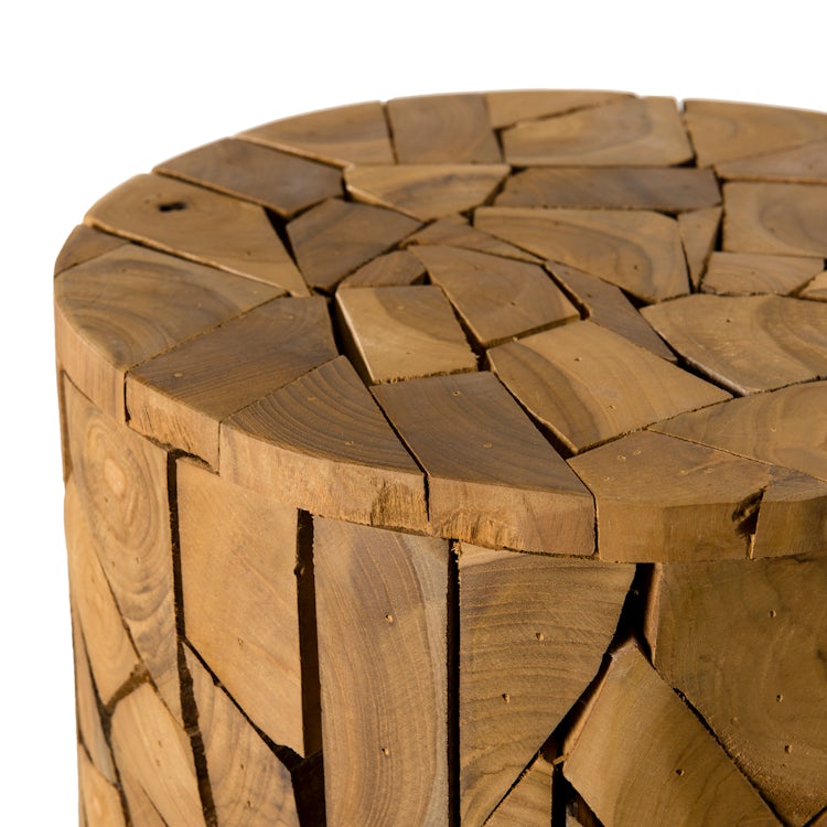 Sellette bois ronde mosaïque de teck OTTAWA | Sellettes | Pier Import