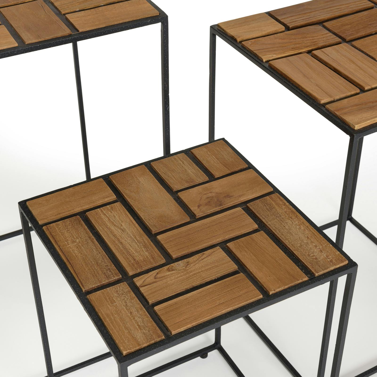 Sellette en bois de teck recyclé motif damier (lot de 3 éléments ...
