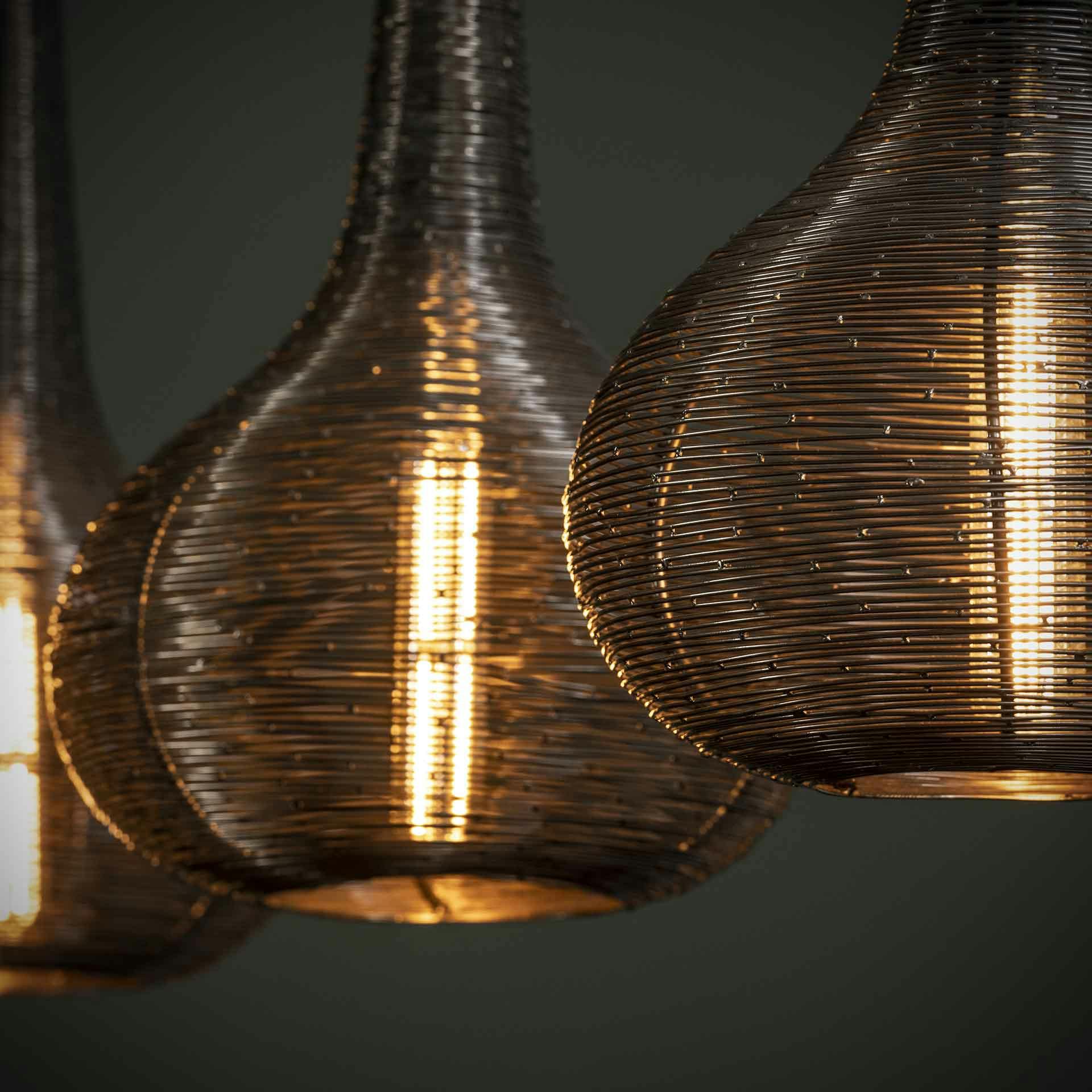 Suspension contemporaine 3 lampes forme goutte métal vieilli TRIBECA ...