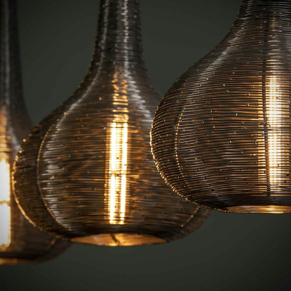 Suspension contemporaine 3 lampes forme goutte métal vieilli TRIBECA ...