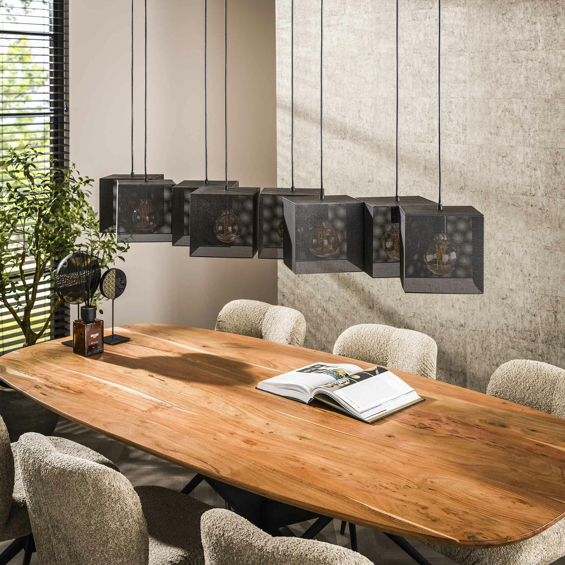 Suspension cube en métal noir ajouré 8 abat-jour RALF | Suspensions ...