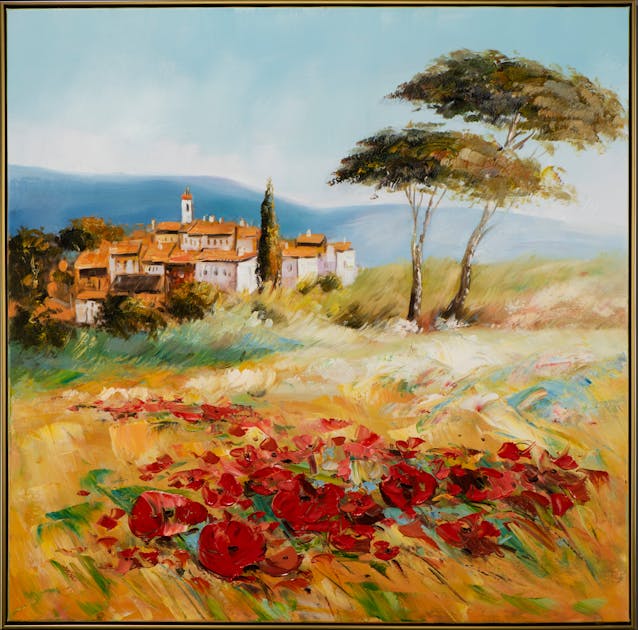 Tablau paysage bourgade au soleil d'été | Tableaux / Toiles | Pier Import