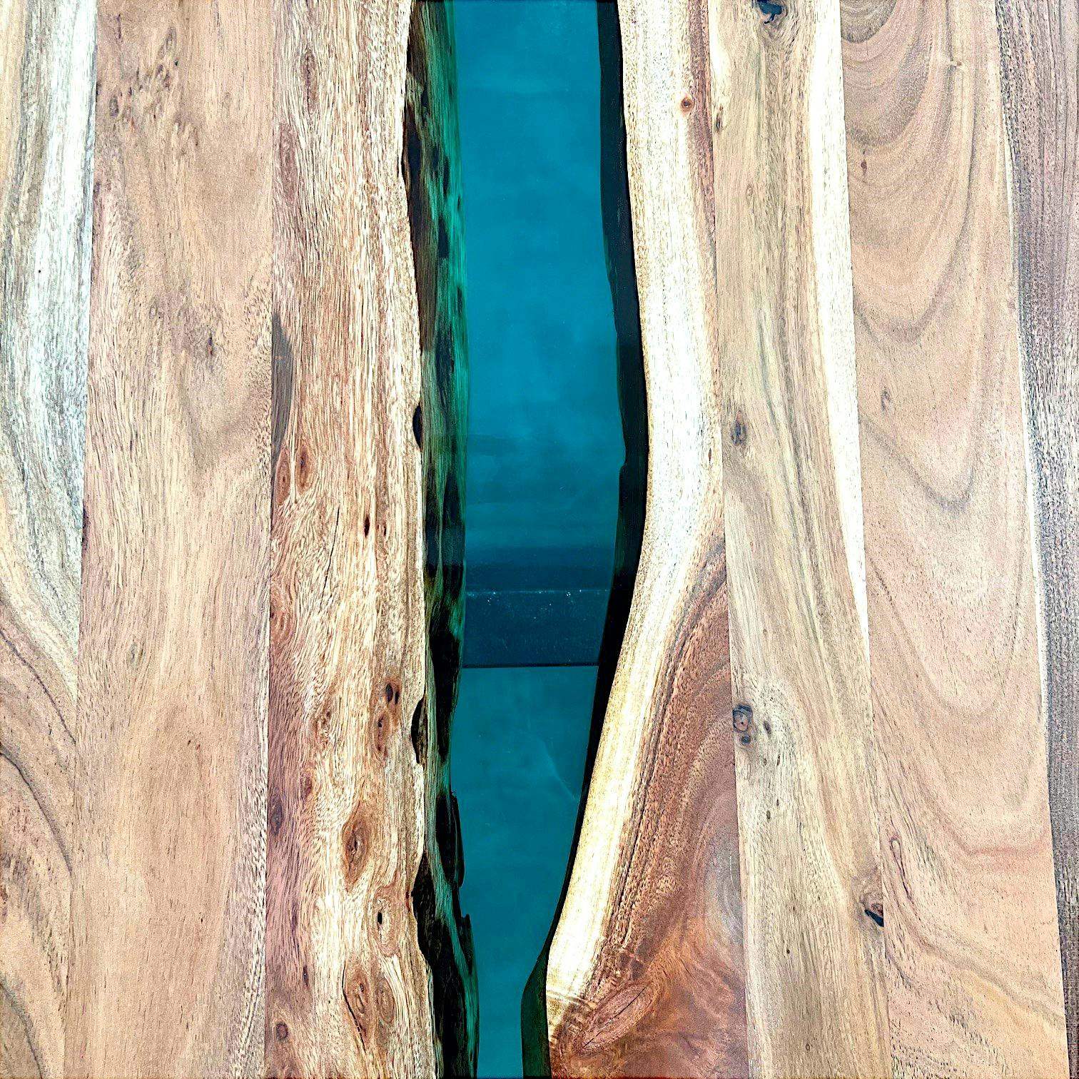 Table rivière epoxy lagon et bois d'acacia 200 cm BORA | Tables à ...