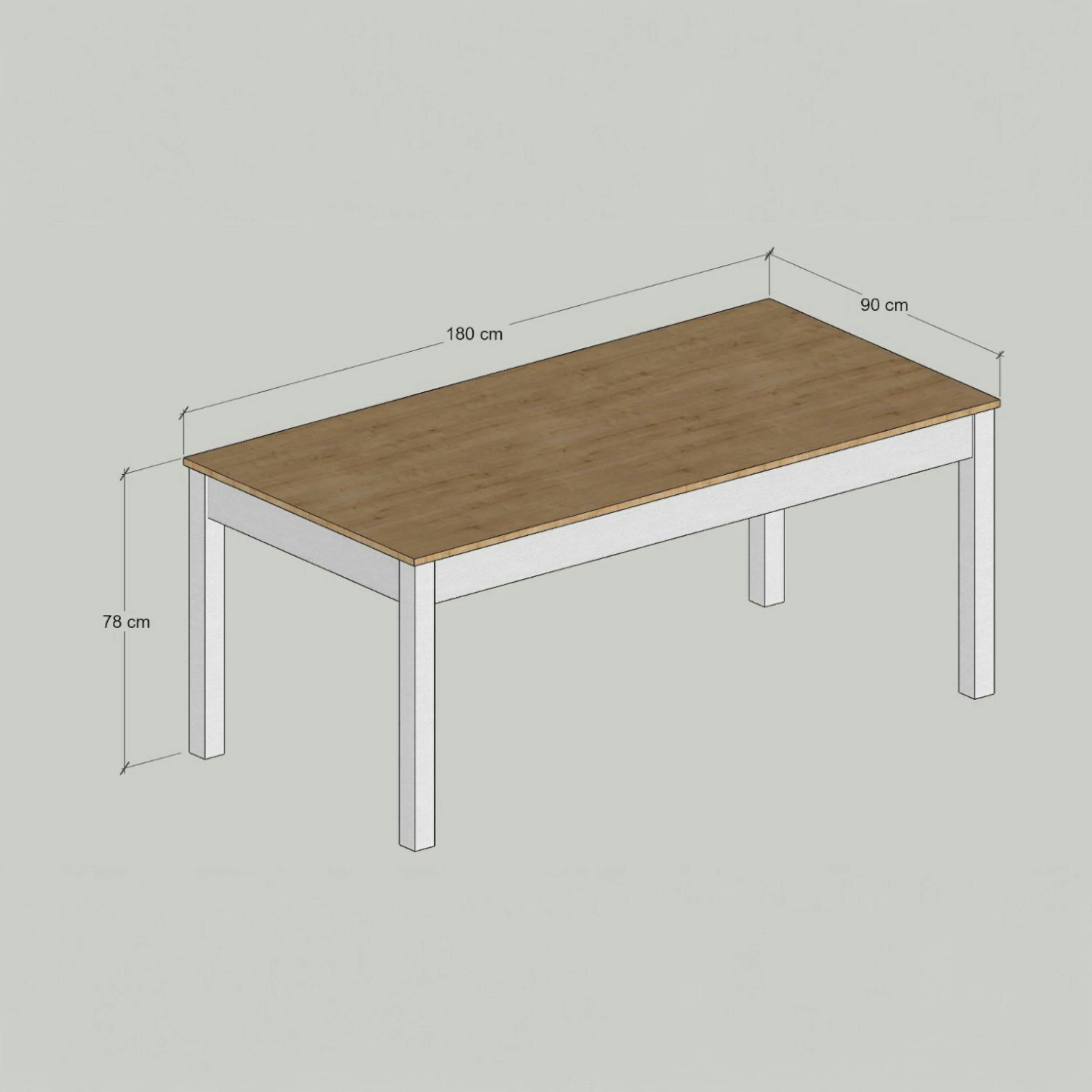 Table à manger blanche, plateau effet bois clair 180 cm CALMA | Tables ...