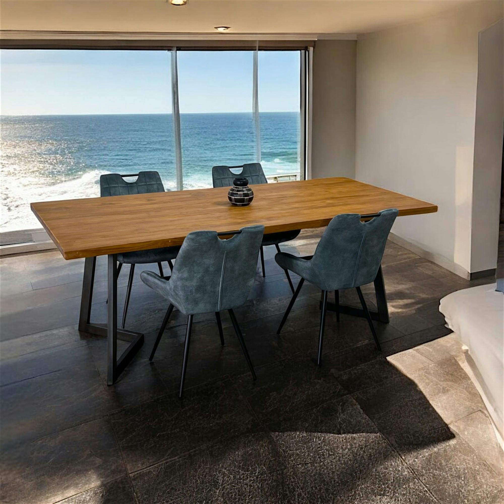 Table à manger bois recyclé teck pied accent 220 cm CLEVELAND | Tables ...