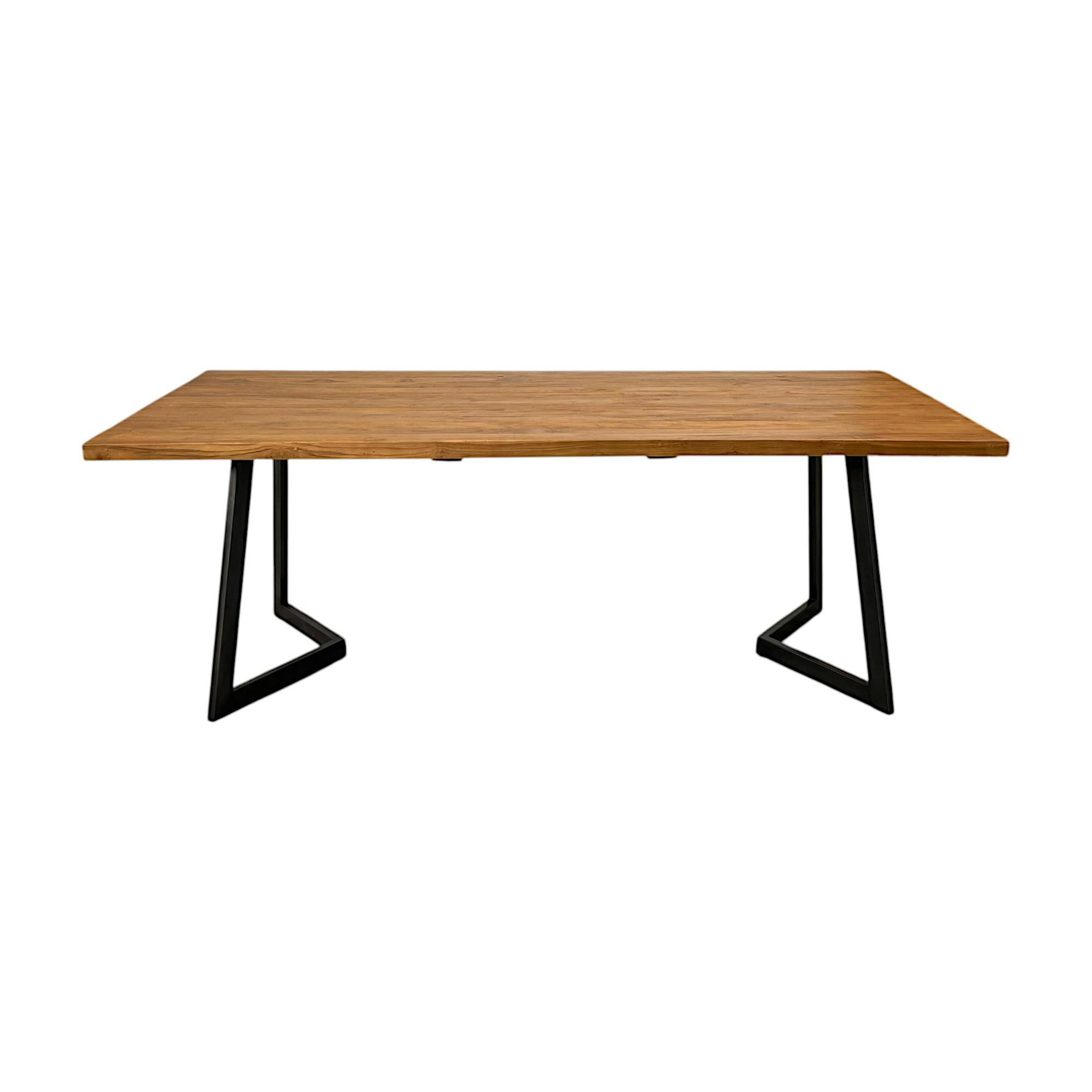 Table à manger bois recyclé teck pied accent 220 cm CLEVELAND | Tables ...