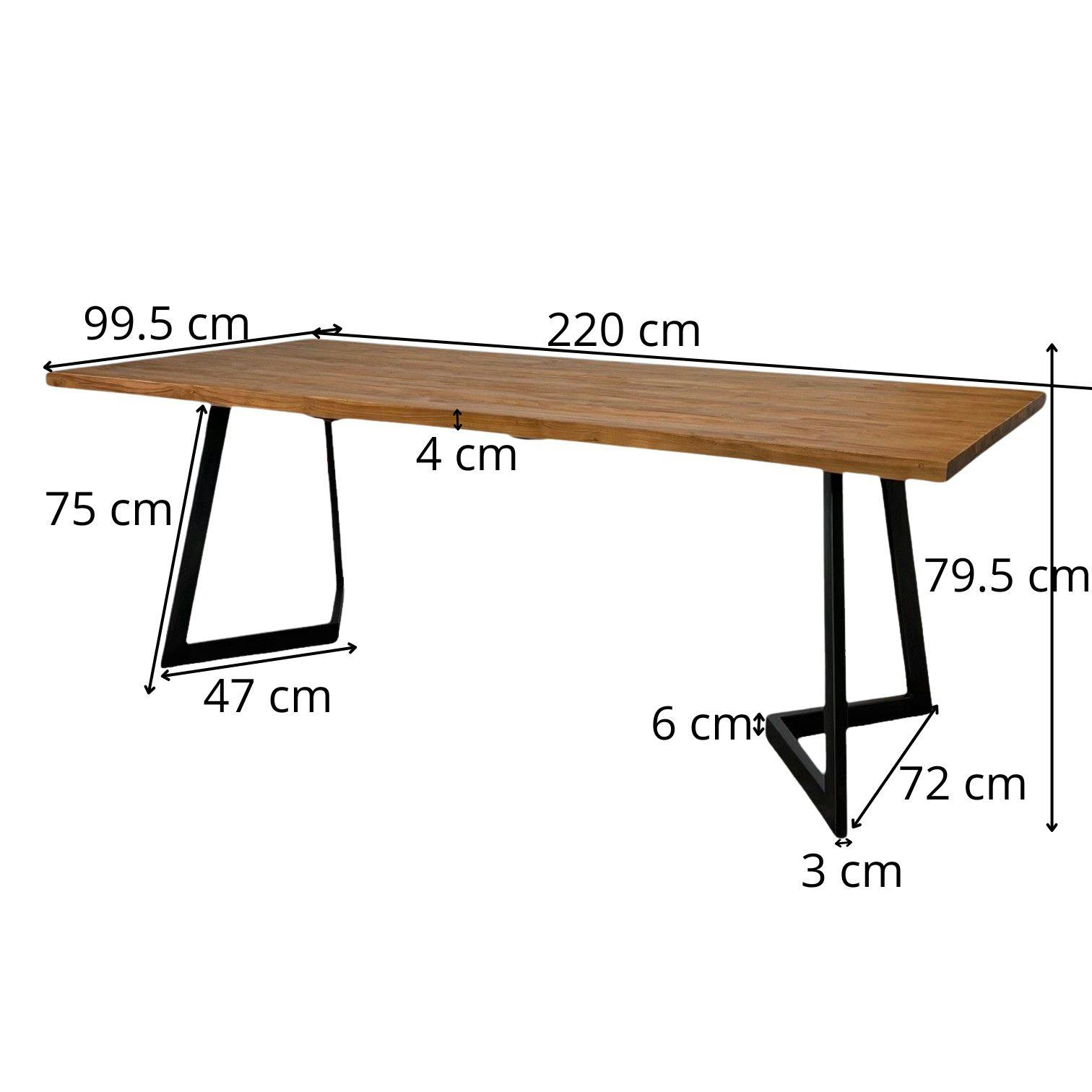 Table à manger bois recyclé teck pied accent 220 cm CLEVELAND | Tables ...