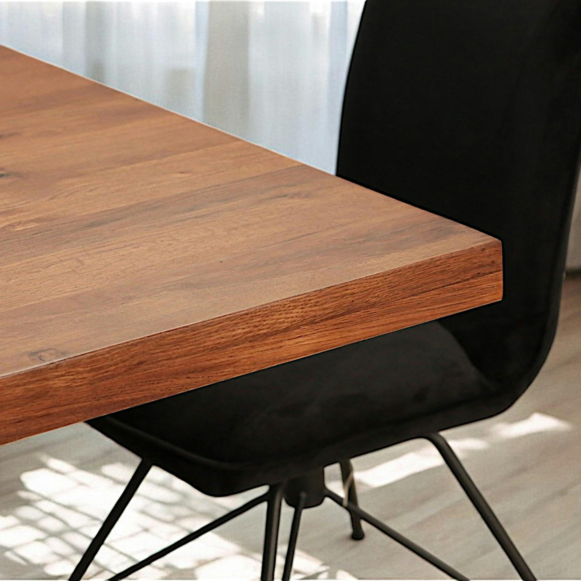 Table à manger carrée chêne métal pied croisé 130 cm OKA | Tables à ...