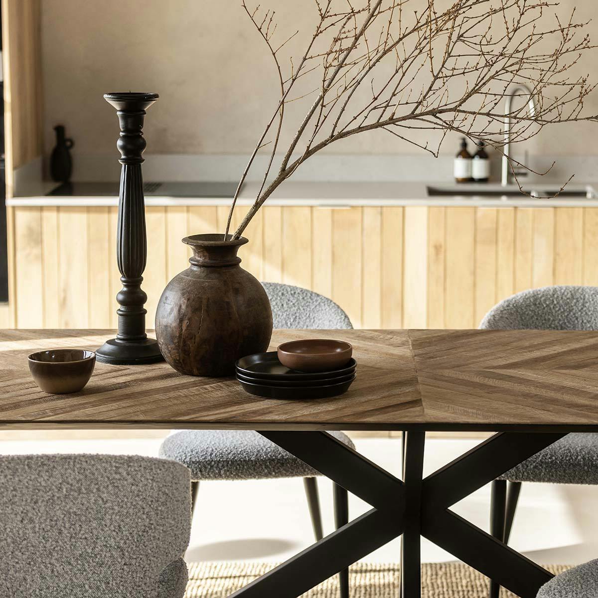 Table à manger en bois de teck recyclé 200 cm MANADO | Tables à manger ...