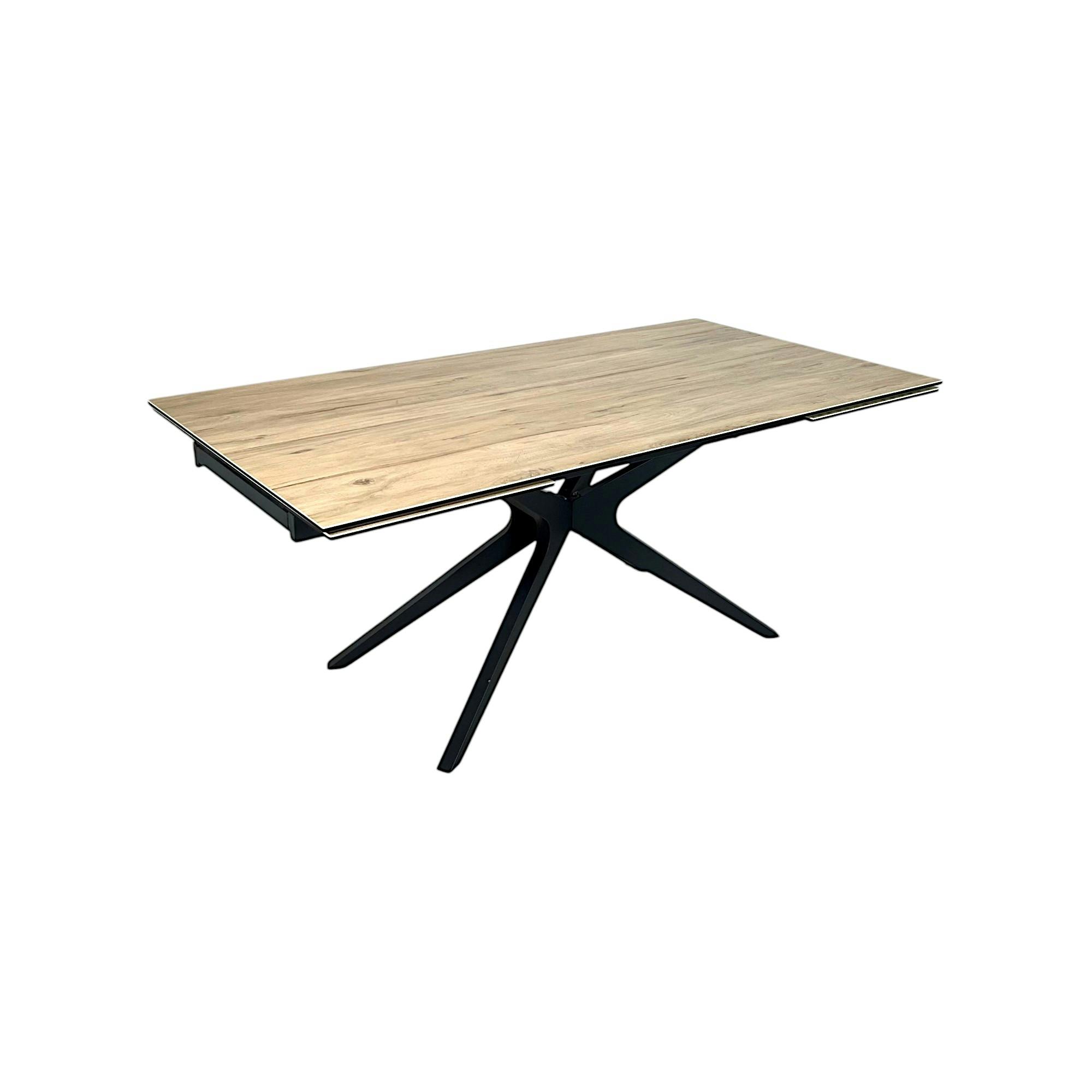 Table à manger extensible 180-280 cm céramique effet bois pied croisé ...