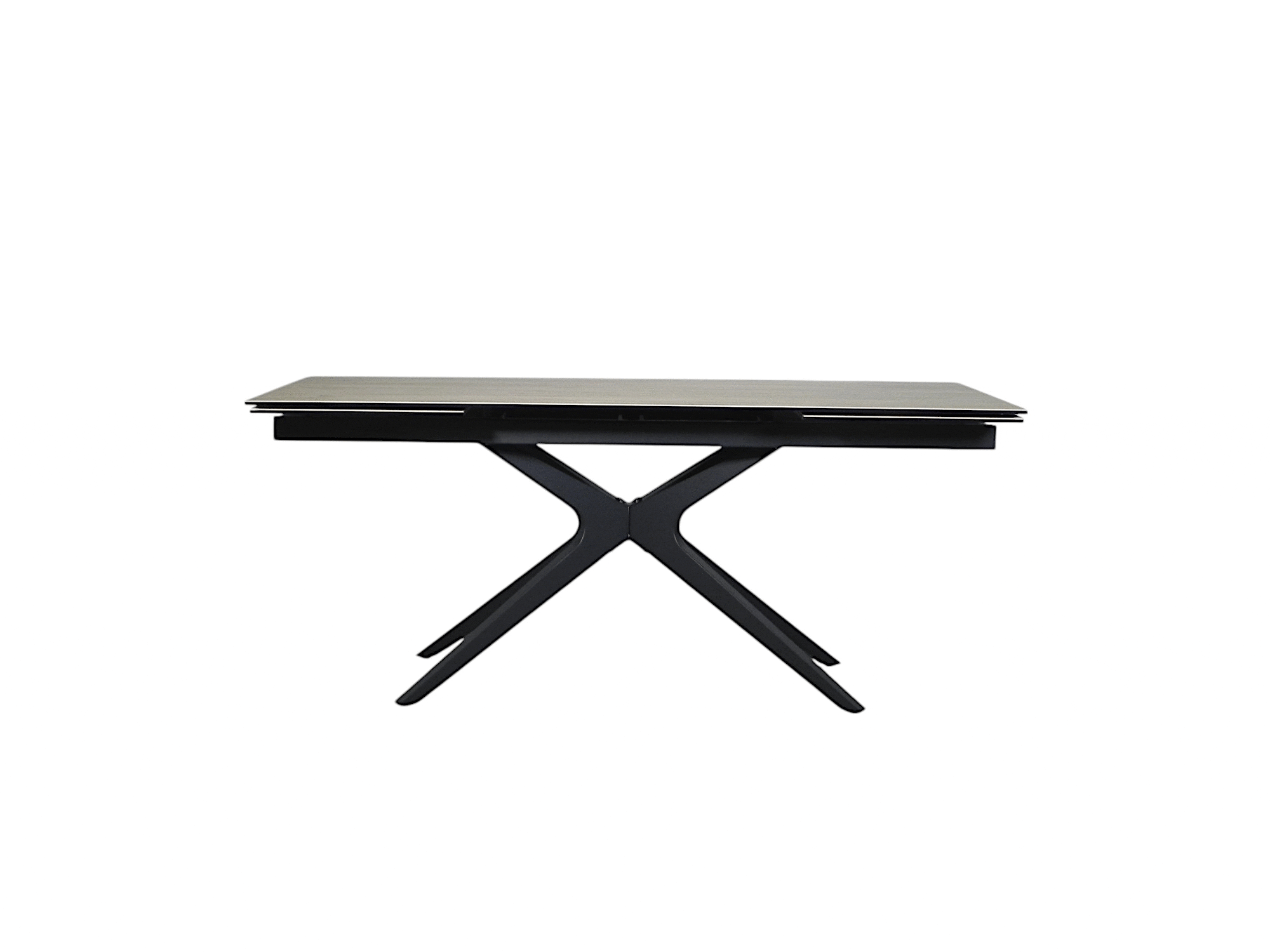 Table à manger extensible 180-280 cm céramique effet bois pied croisé ...