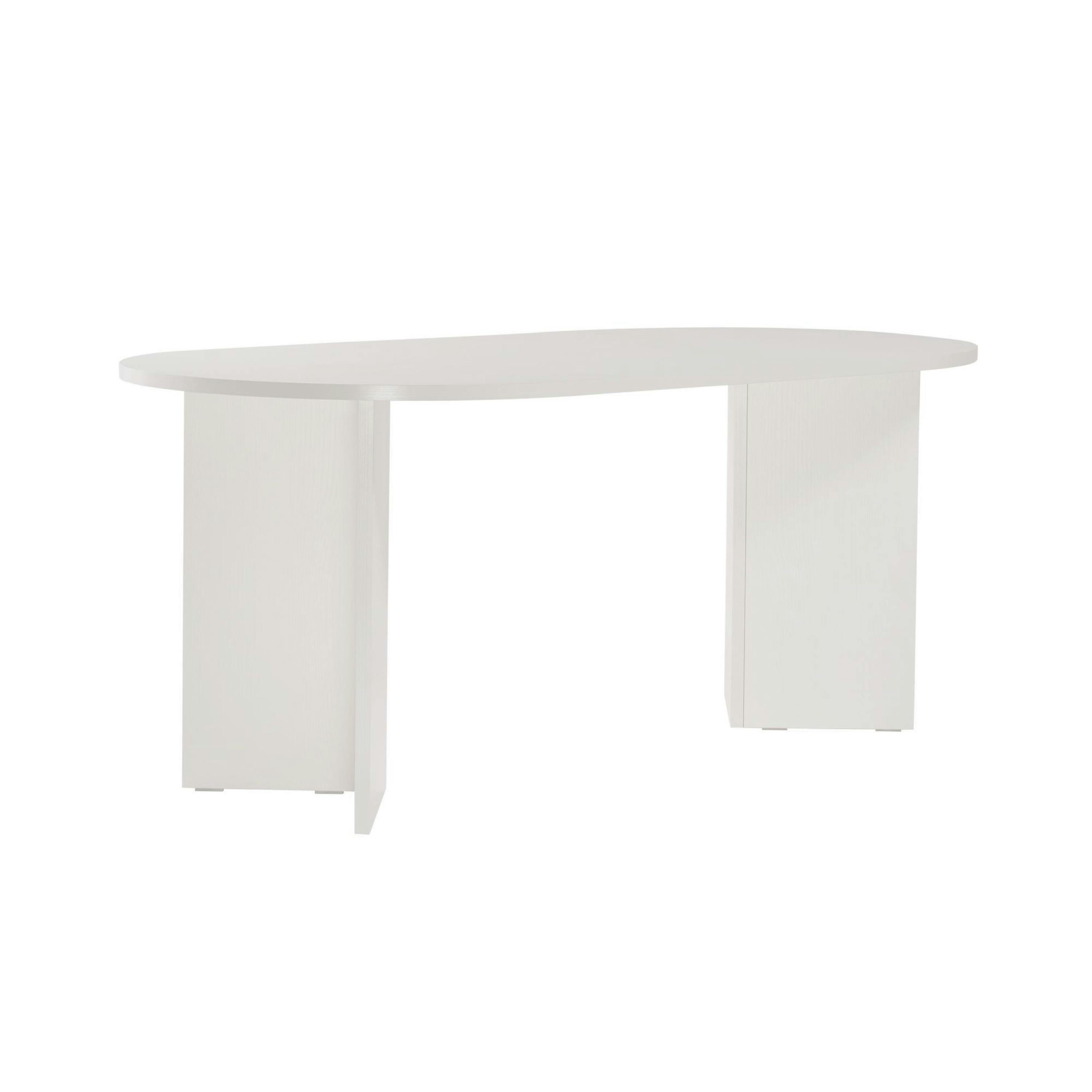 Table à manger moderne blanche effet bois pieds en V 180 cm MARFA ...