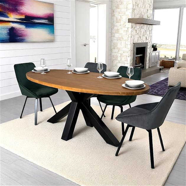 Table à manger ovale en bois de teck recyclé 190 cm ONTARIO | Tables à ...