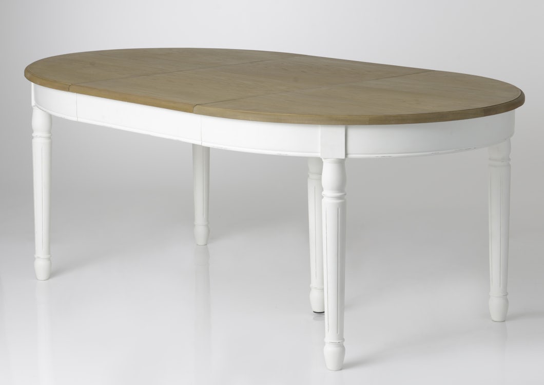 Table à manger ovale extensible bois massif blanc PRAGUE | Tables à ...