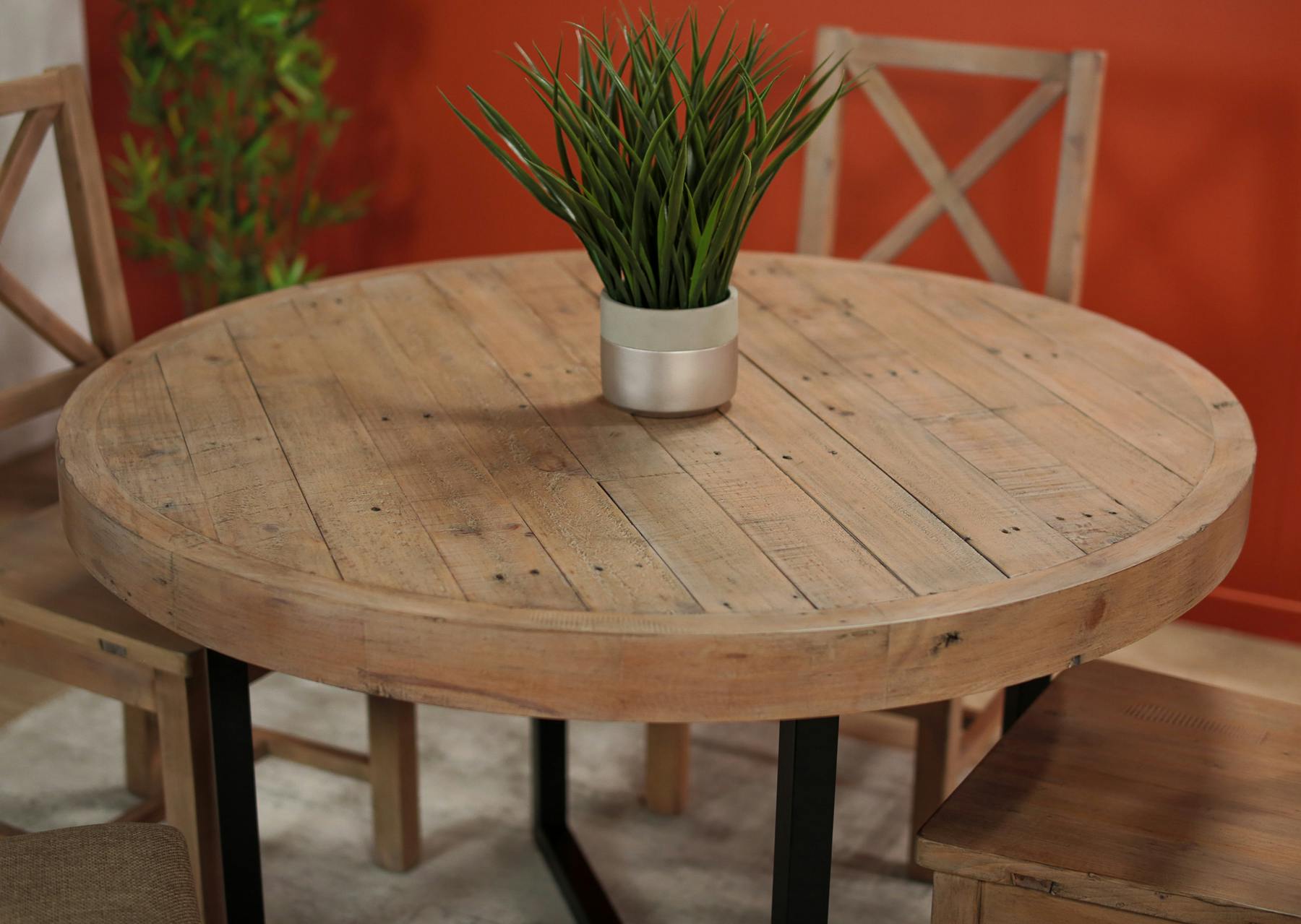 Table à manger ronde bois recyclé D120 AUCKLAND | Tables à manger ...